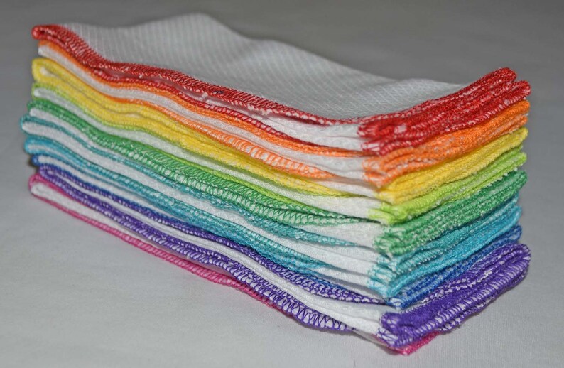 Big Stack of 30 Rainbow Assortment White Cotton Birdseye - Etsy