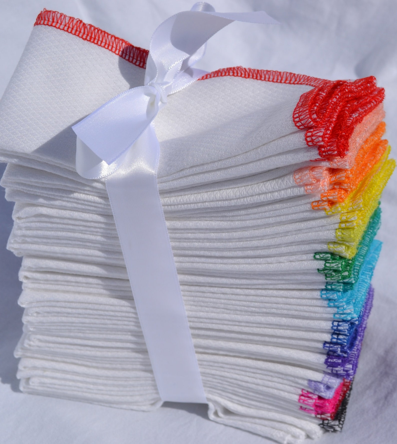 Big Stack of 30 Rainbow Assortment White Cotton Birdseye - Etsy