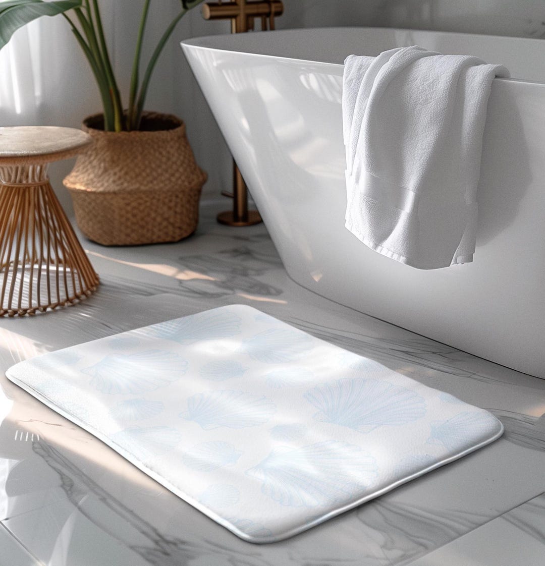 Coastal Bath Mat - Nautical Bathroom Rug, Beach House Decor, Seaside ...