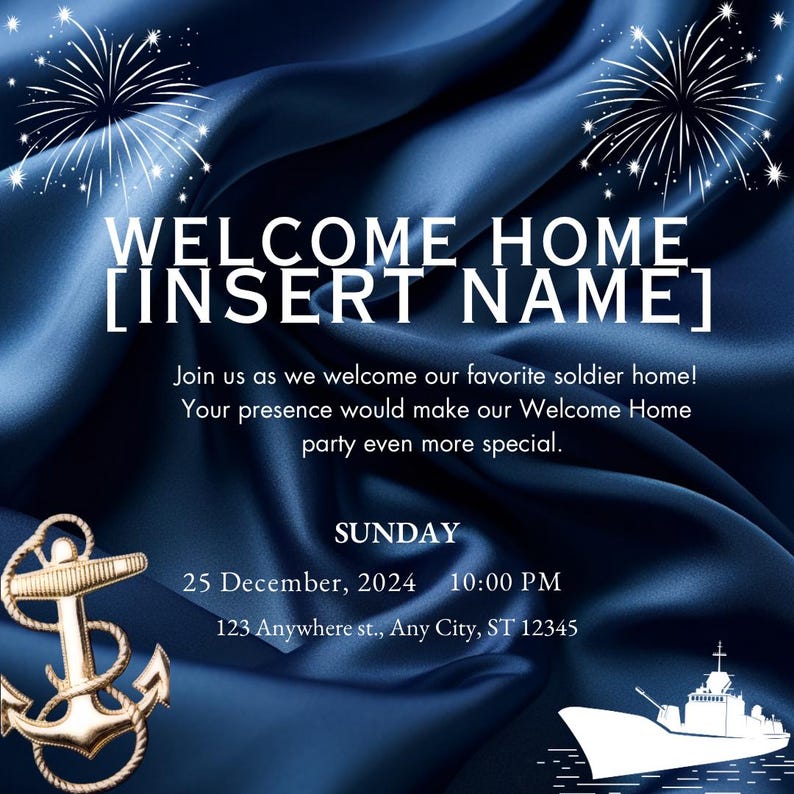Navy Welcome Home Party Invitation | Digital Download | Military ...