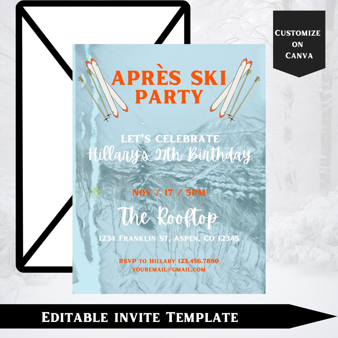 Après Ski Birthday Invitation | Winter Party Invite | Ski Lodge ...