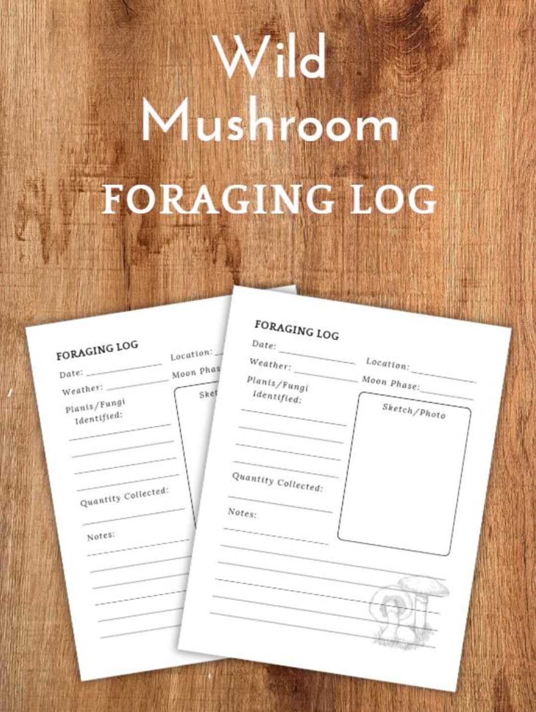 Mushroom Hunting Log Printable Download - Mushroom Foraging Log ...