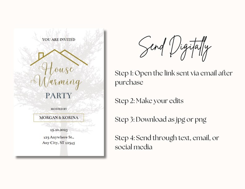 Editable Housewarming Invitation New Home Celebration Digital Evite ...