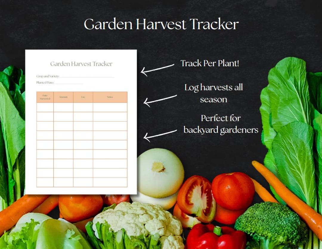 Garden Harvest Tracker Printable | Crop Log Sheet | Vegetable Garden ...