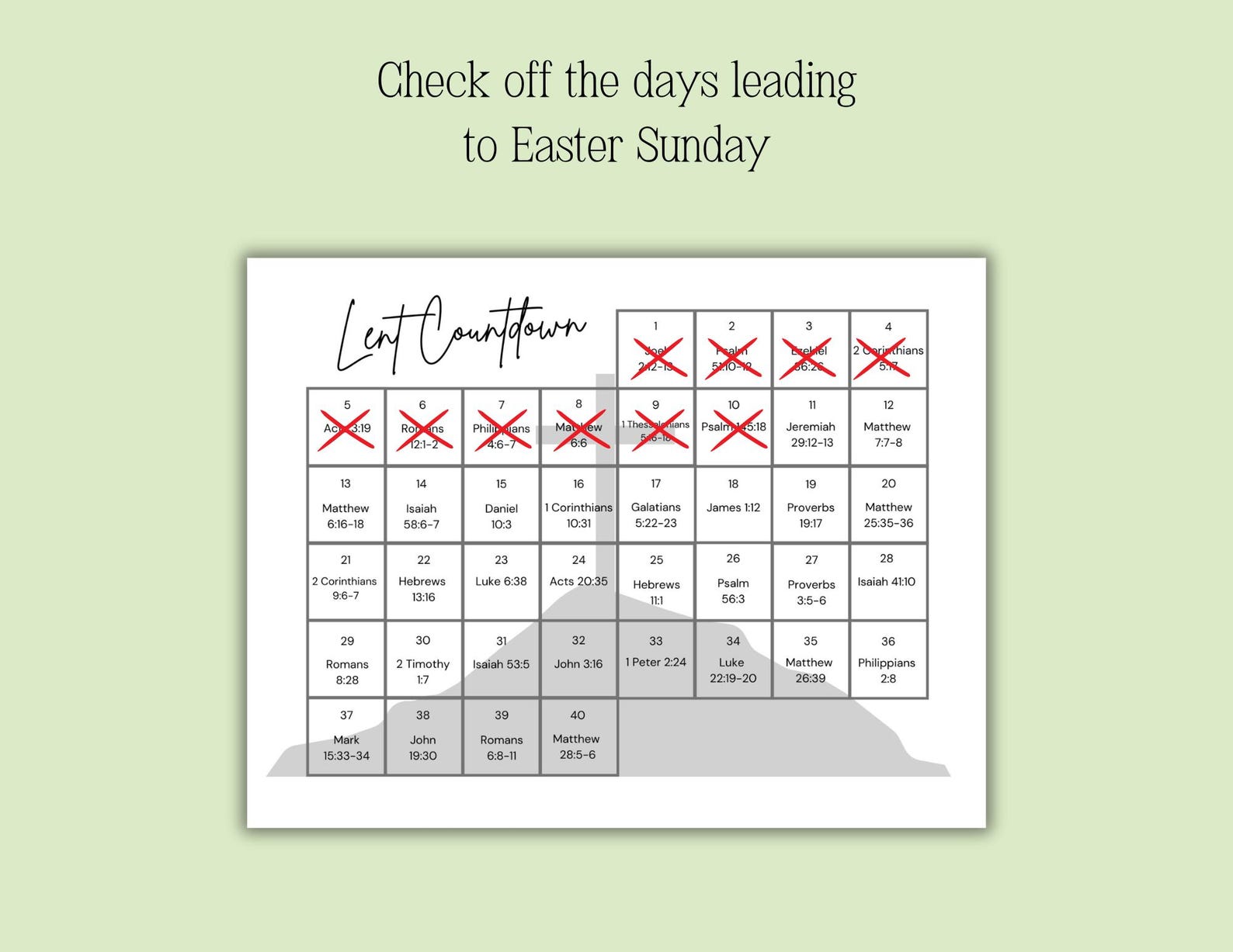 Lenten Countdown Calendar | Daily Bible Verses for Reflection | Bible ...