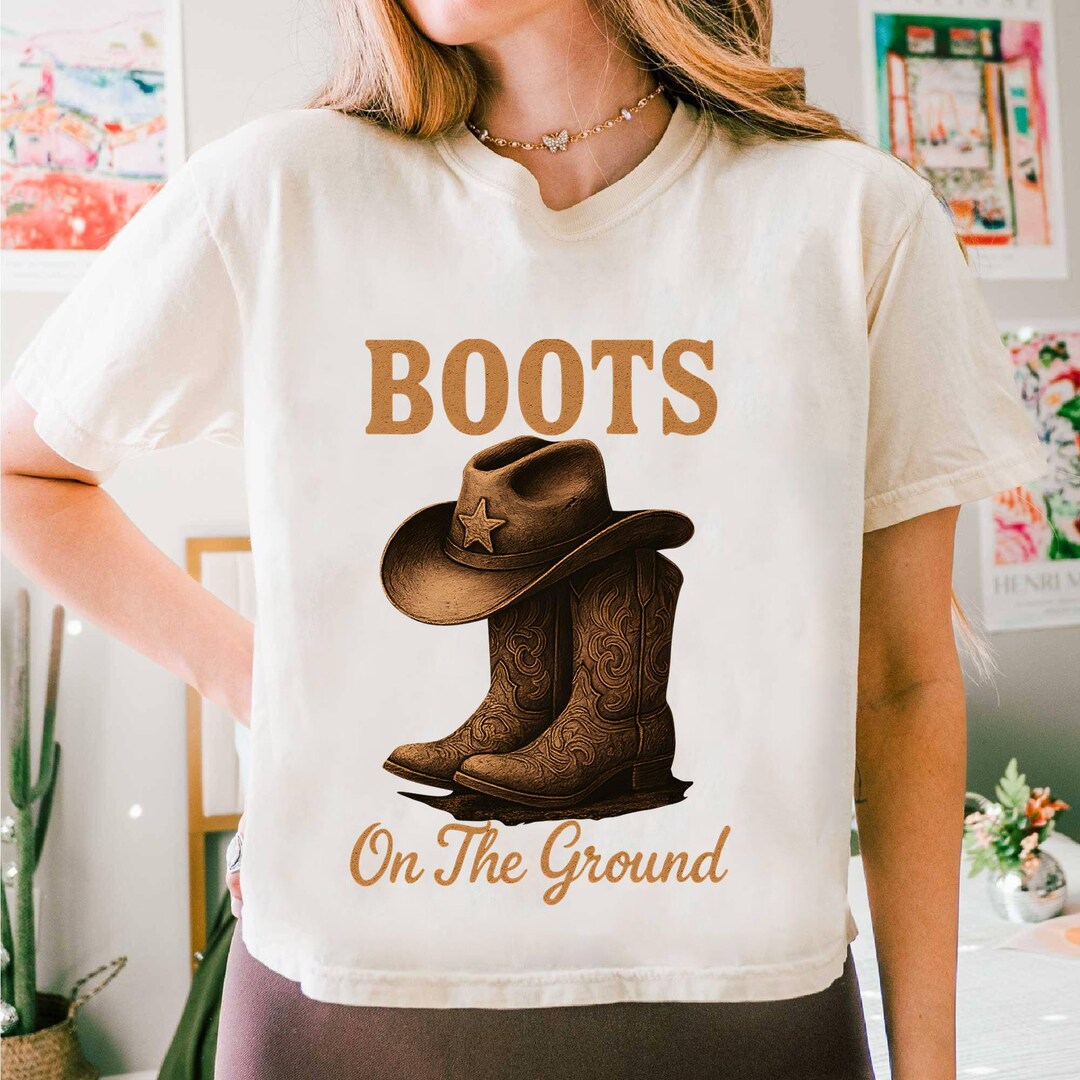 Boots on the Ground Black Cowgirl Cowboy T-shirt, Trail Ride Shirt ...