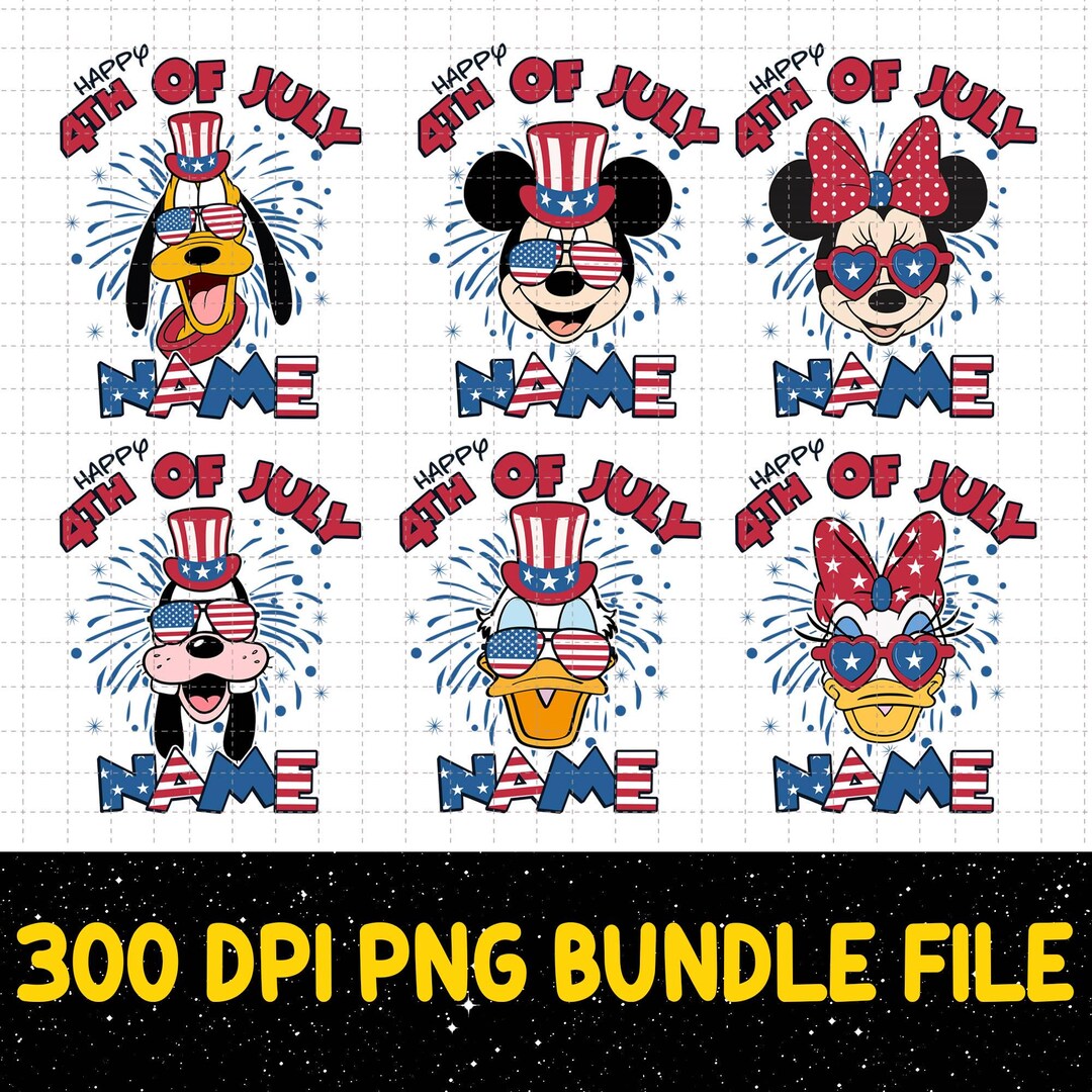Disneyland Mickey & Friends 4th of July Png Custom Name Mickey Minnie ...
