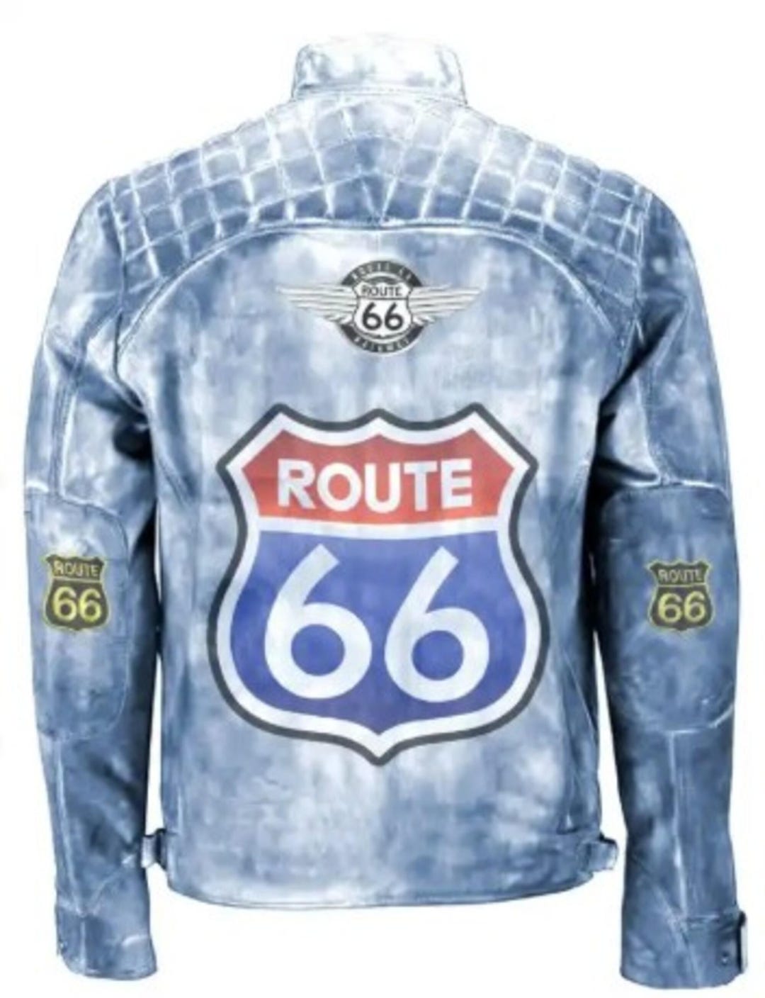 Men's Sky Blue Distreesed Route 66 Leather Jacket - Etsy