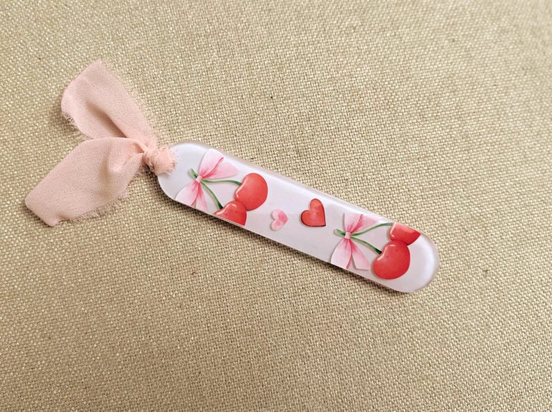 Cherry Bow Bookmark With Pink Tassel - Etsy