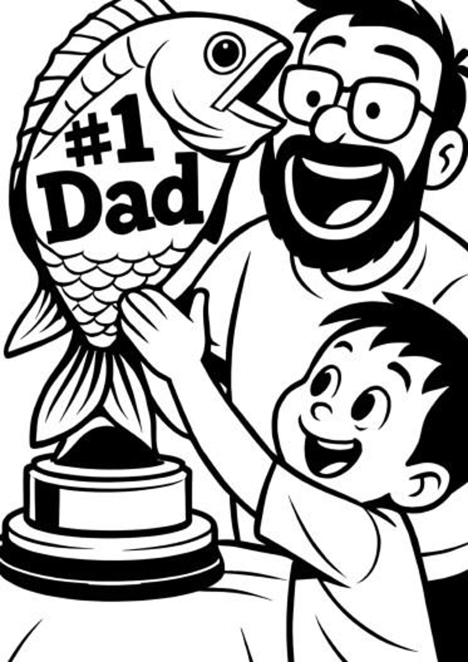 Dad Fish Trophy – Printable Father’s Day Coloring Page for Kids - Etsy