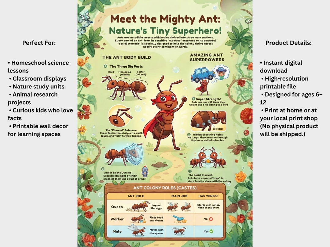 All About Ants – Kids Educational Infographic | Printable Science ...