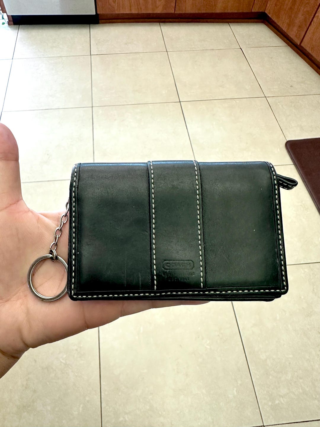 Coach Black Leather Bi-fold Key Chain Wallet, Coach New York Credit ...