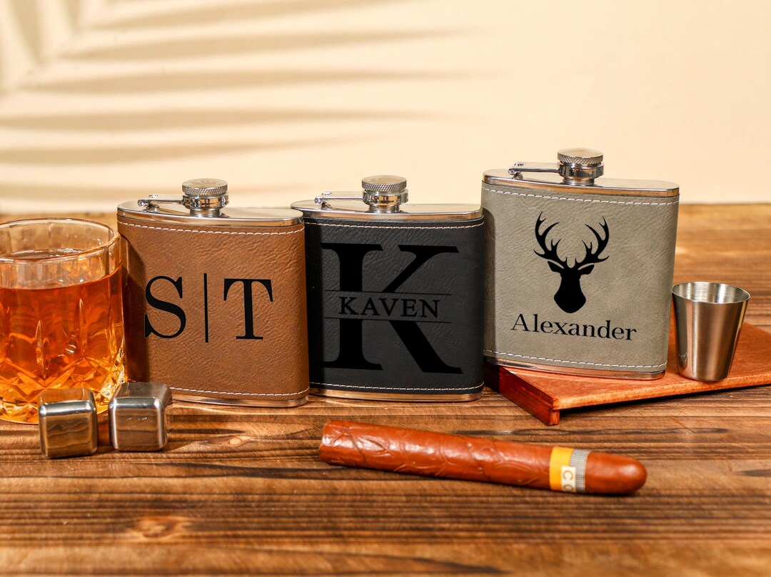 Personalized Leather Flask for Men, Personalized Hip Flask, Groomsmen ...