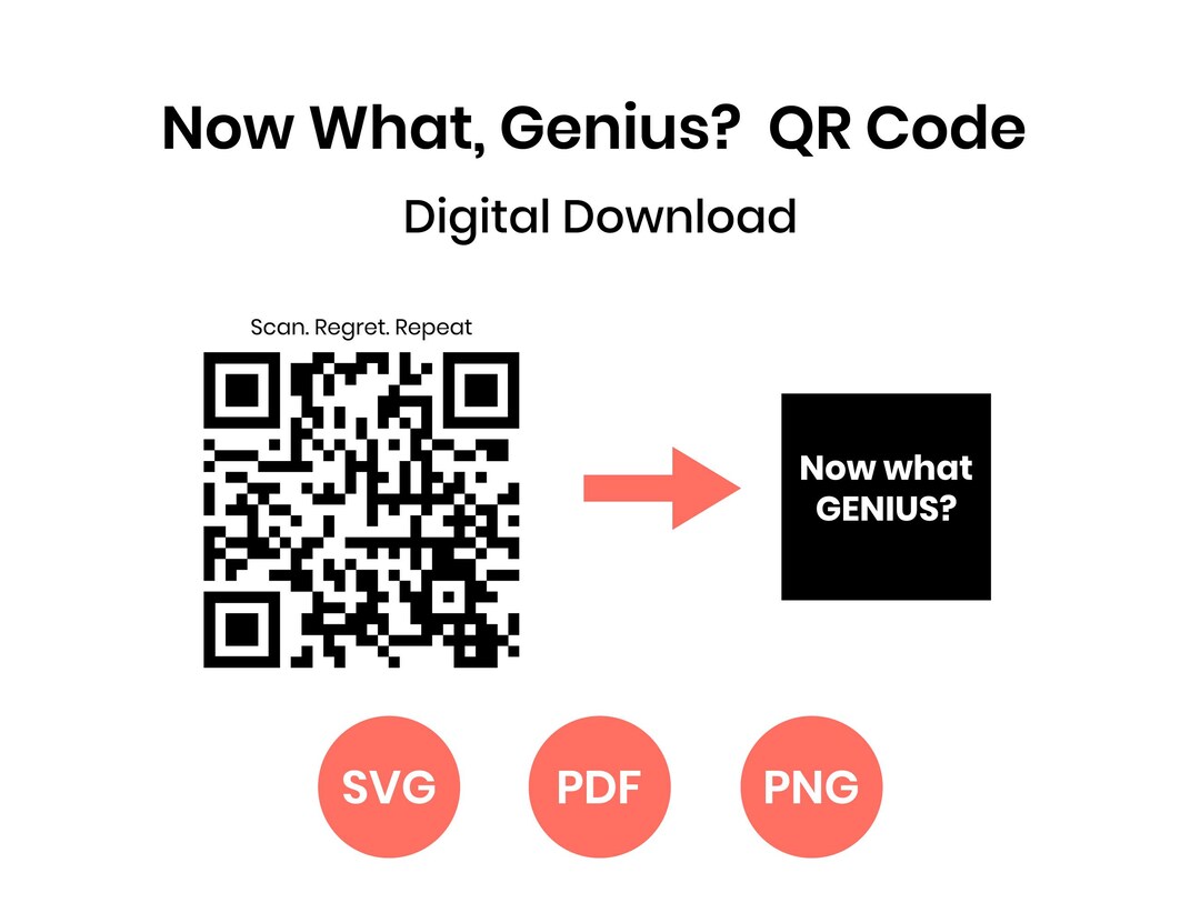 Now What, Genius? Digital QR Code Download | Message in a QR Code ...