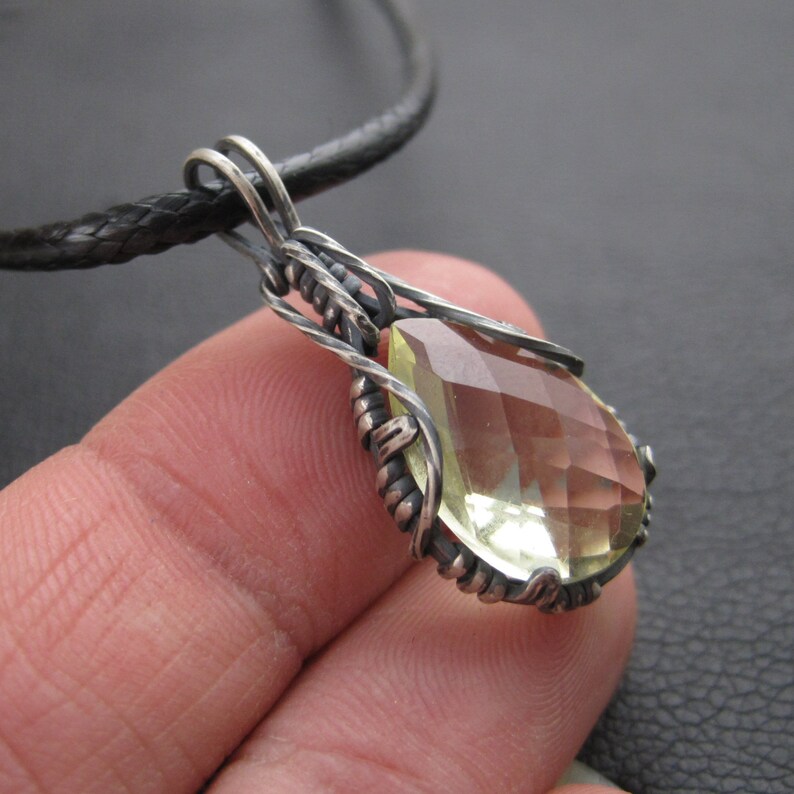 Lemon Quartz Checker Cut Pear in Sterling Oxidized Stone - Etsy