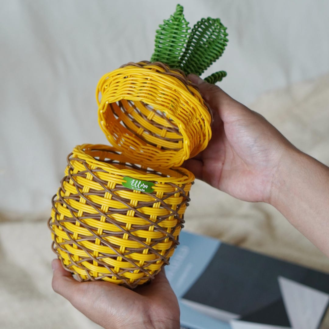 Handwoven Pineapple Snack Box, Rattan Style Decorative Storage - Etsy