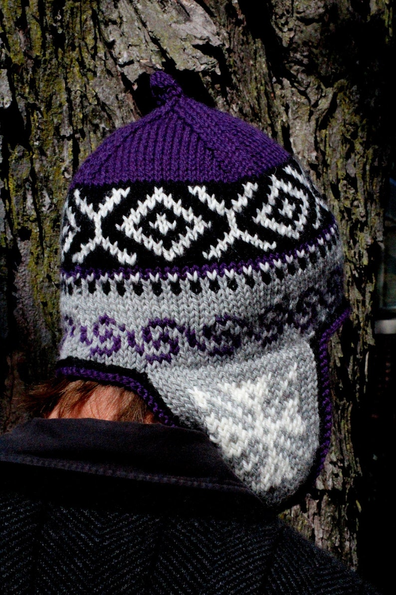 Traditional Peruvian-style Hand Knit Wool Winter Ear Flap Hat, Unisex ...