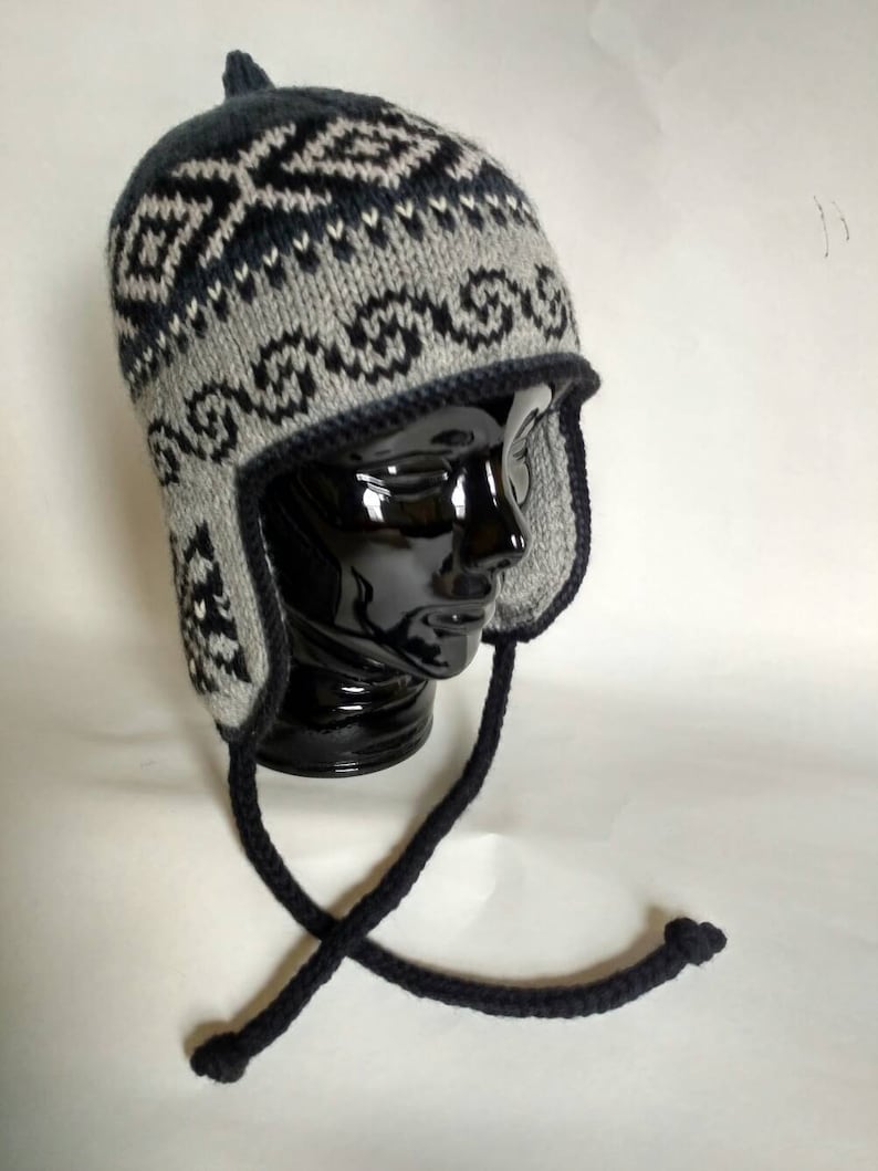 Traditional Peruvian Style Hand Knit Wool Winter Ear Flap Hat, Unisex ...