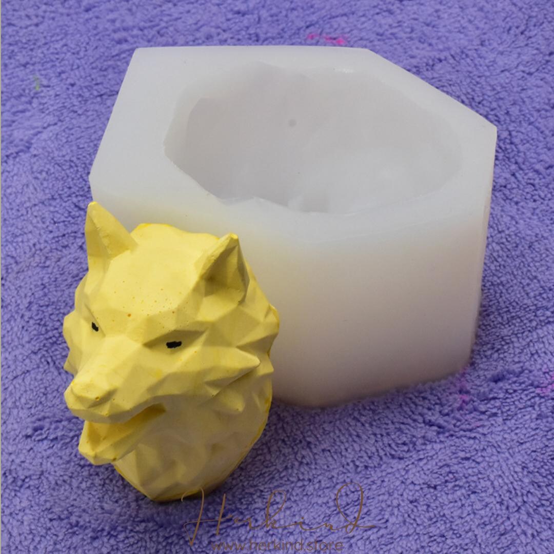 Geometric Wolf Head Silicone Mold Resin Mold Handmade Plaster Cement ...