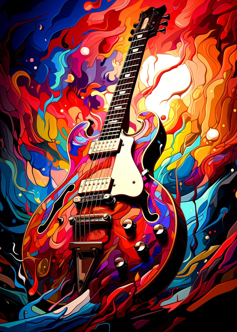 Colorful Guitar Art Print | High-resolution Image (digital Download) - Etsy