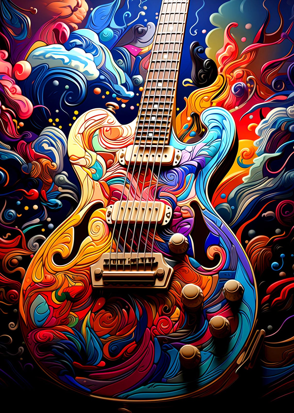 Colorful Guitar Art Print | High-resolution Image (digital Download) - Etsy