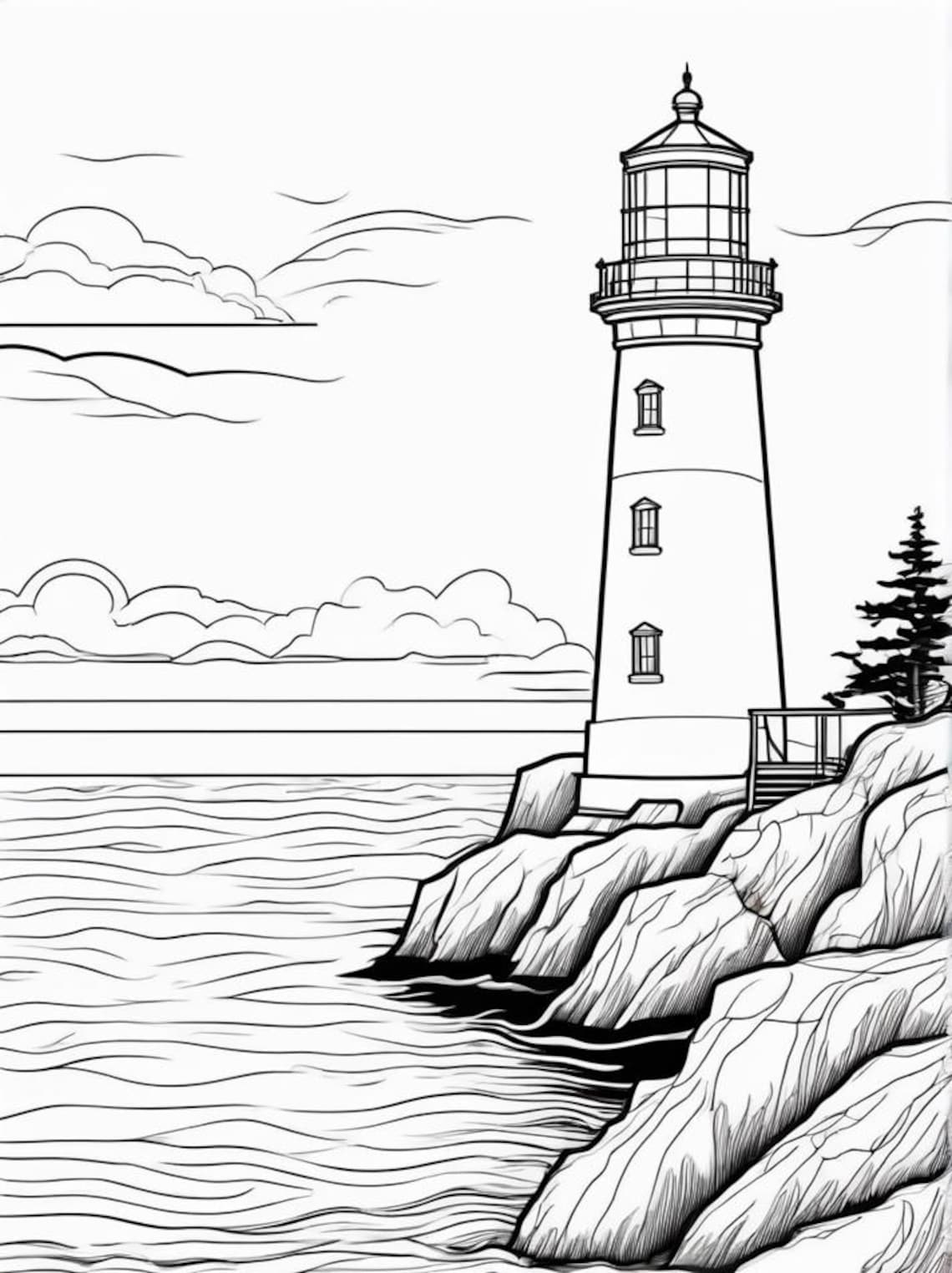 Downloadable Lighthouse Coloring Pages - Etsy