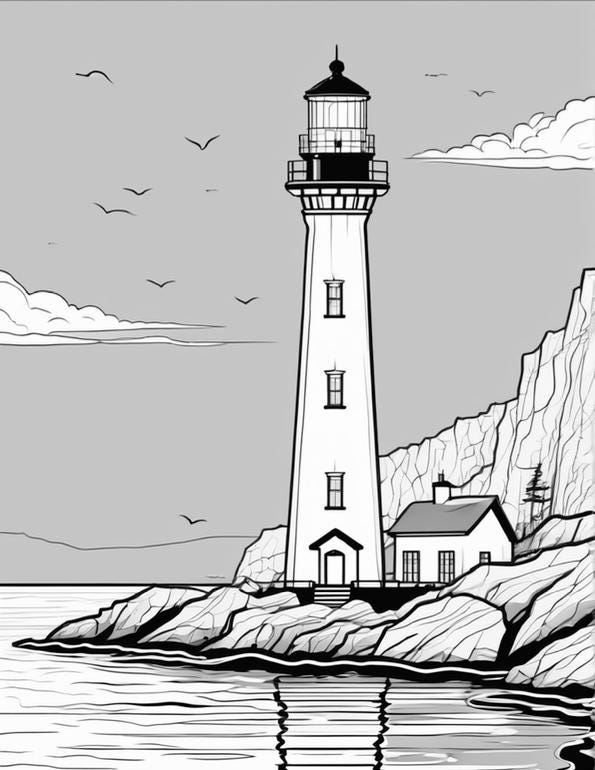 Downloadable Lighthouse Coloring Pages - Etsy