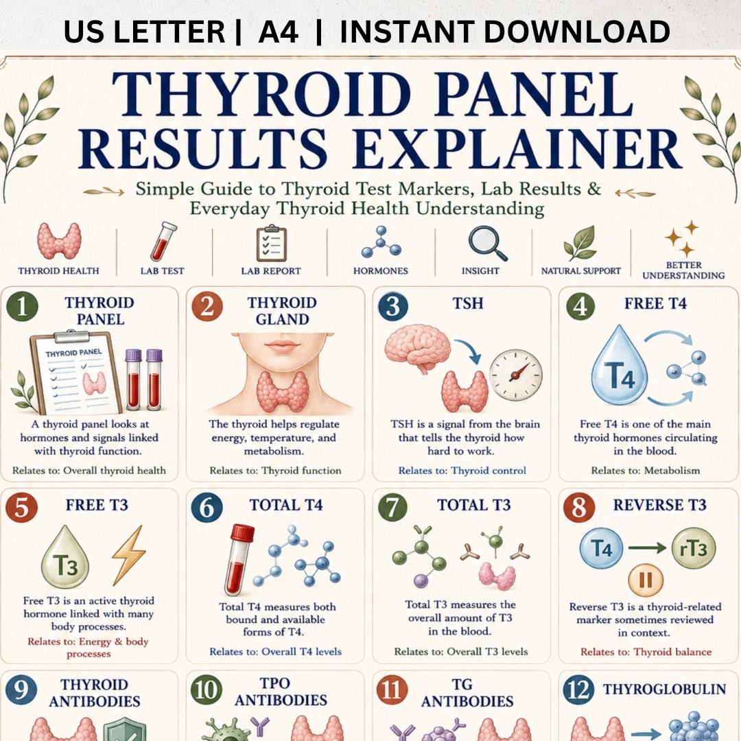 Thyroid Panel Results Explainer Printable, Thyroid Blood Test Guide PDF ...