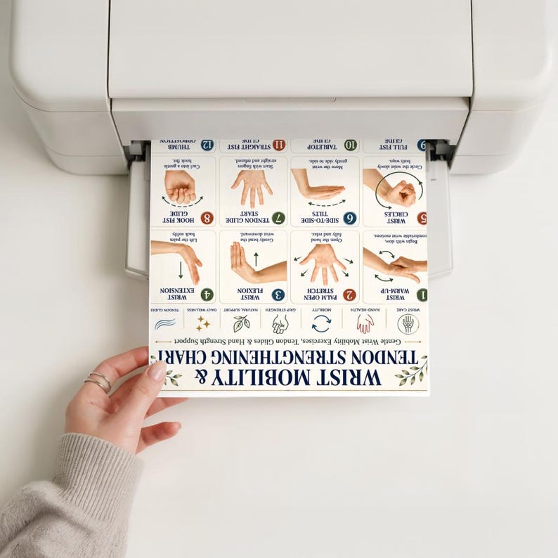 Wrist Mobility & Tendon Strengthening Chart Printable, Hand Exercise ...