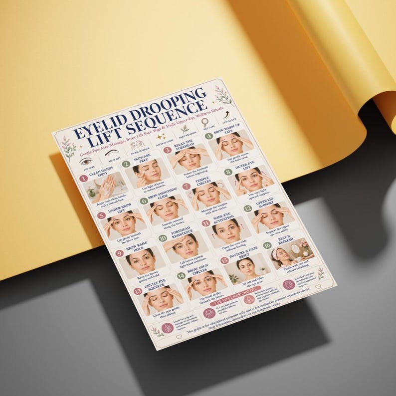 Eyelid Drooping Lift Sequence Printable, Hooded Eye Exercise Guide PDF ...