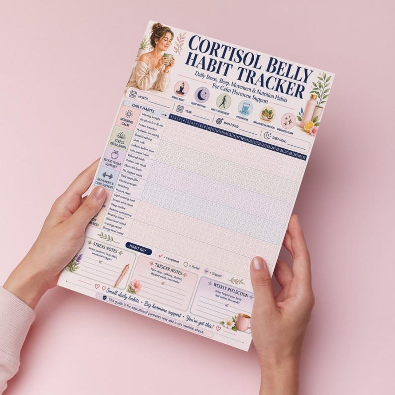 Cortisol Belly Habit Tracker Printable, Hormone Support Wellness ...