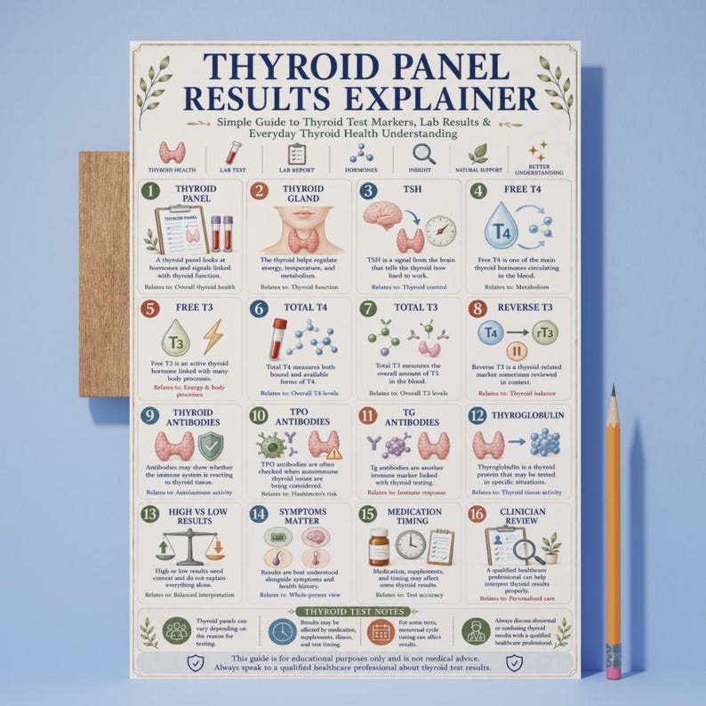 Thyroid Panel Results Explainer Printable, Thyroid Blood Test Guide PDF ...