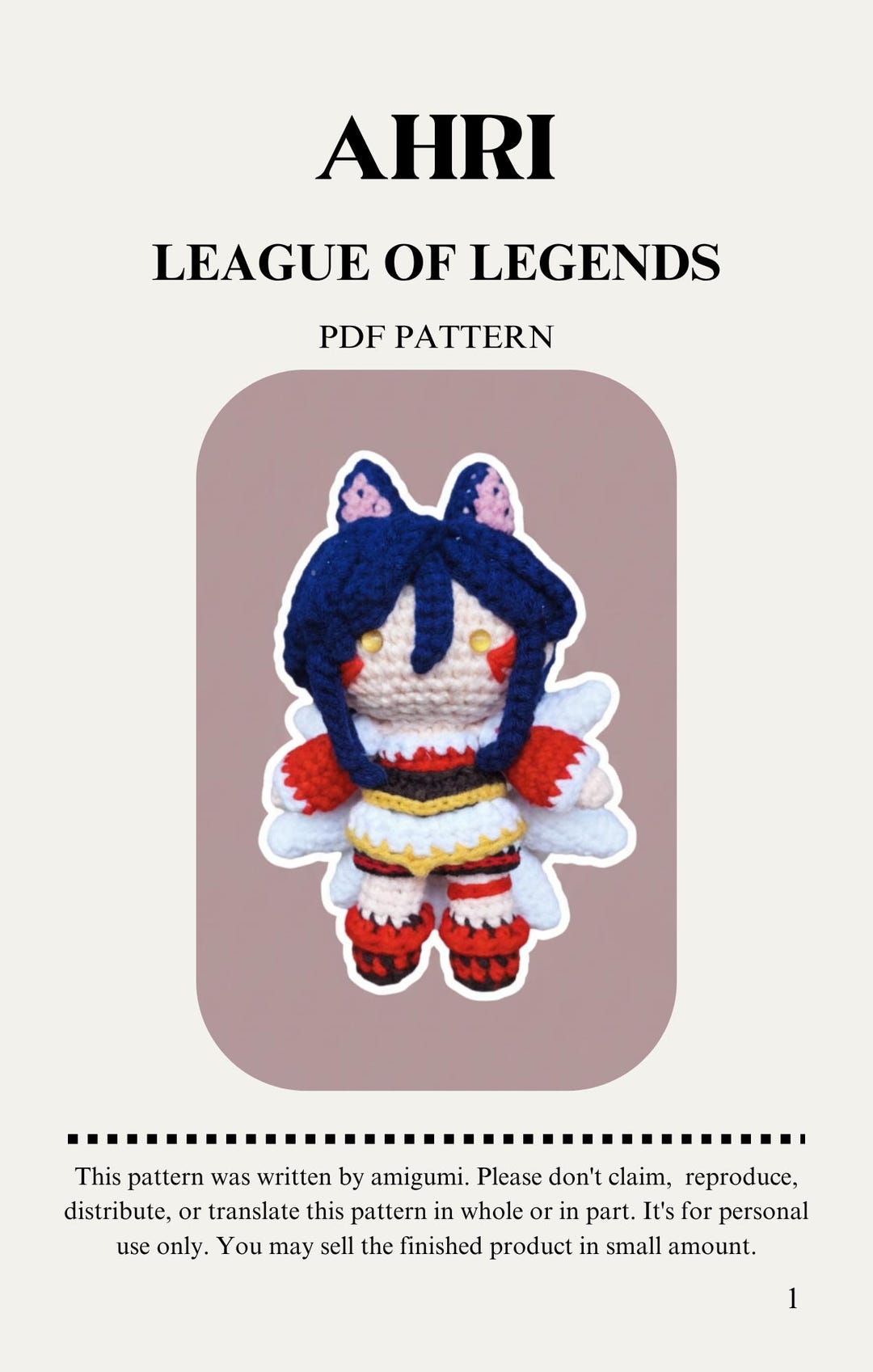 Amigurumi Pattern – Ahri – League of Legends Crochet Doll: PDF Digital ...