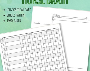 ICU Nurse Report Sheet Printable | Shift Organization for Critical Care ...