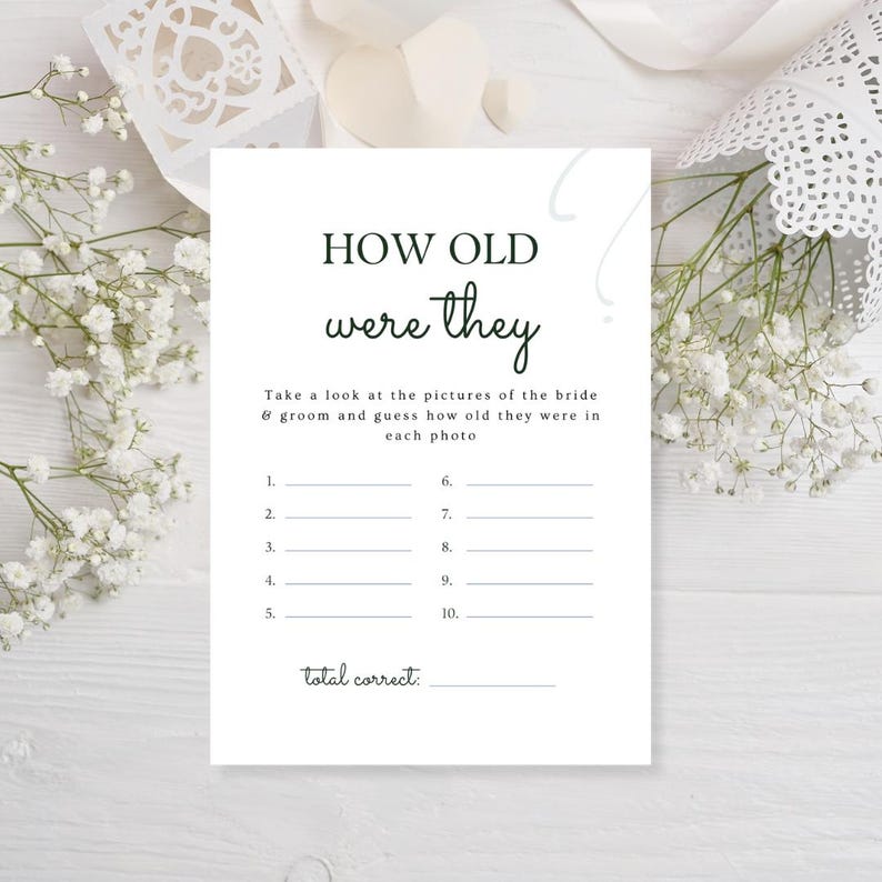 Bridal Shower Game | Guess the Age | Fun Printable Activity - Etsy