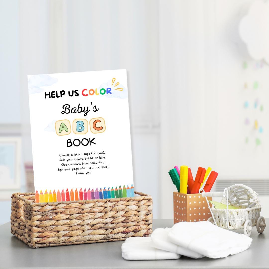 Baby Shower Activity | Baby’s ABC Book | Coloring Keepsake Game - Etsy
