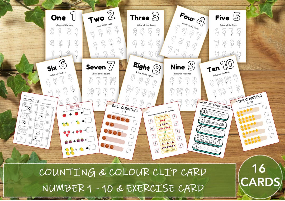 Counting Colour Card & Clip Card - Numbers 1-10 - Counting Flashcards ...