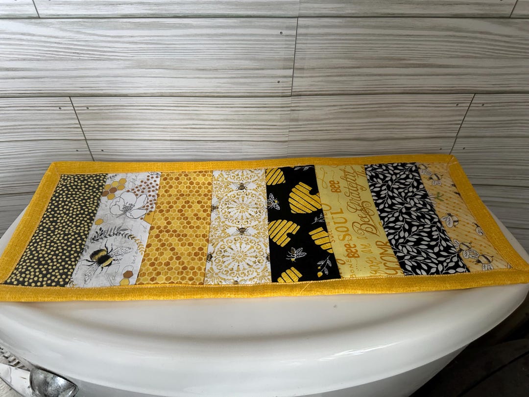 Bumblebee Toilet Tank Topper A, Quilted Patchwork, 6in X15.5in ...