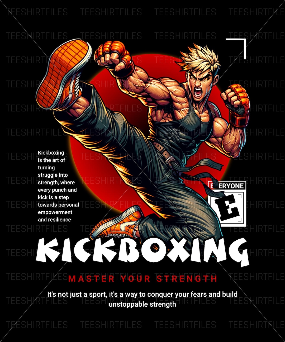 Kickboxing T-shirt Design: Urban Fighting Art (PNG, 300 DPI) - Etsy