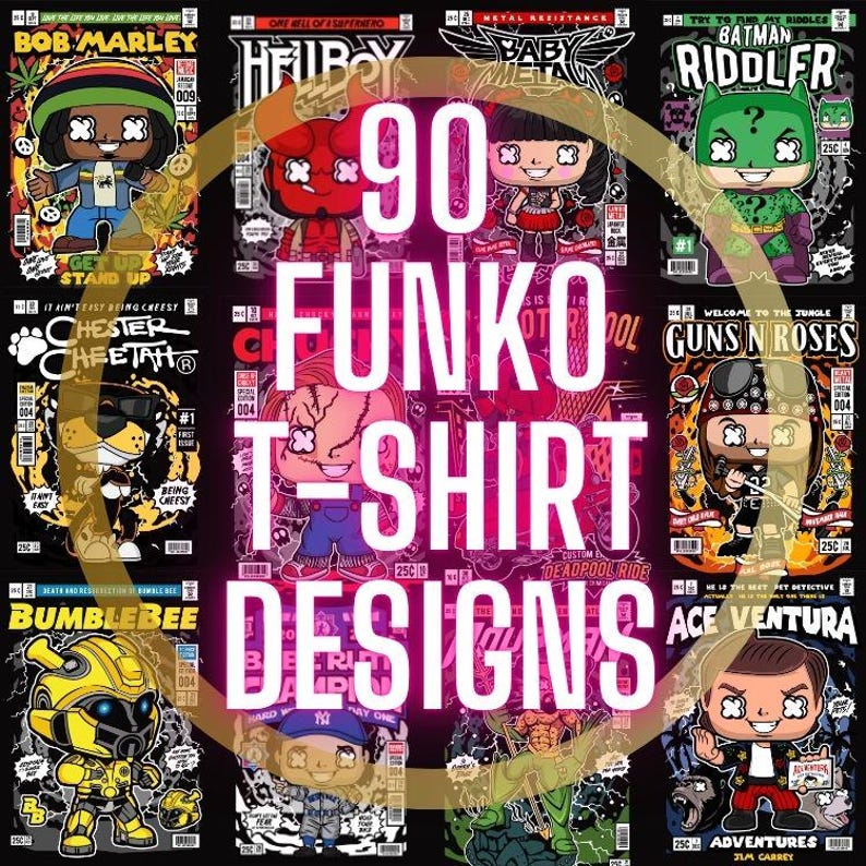 Funko T-shirt PNG Bundle: Cartoon Character Designs (digital Download ...
