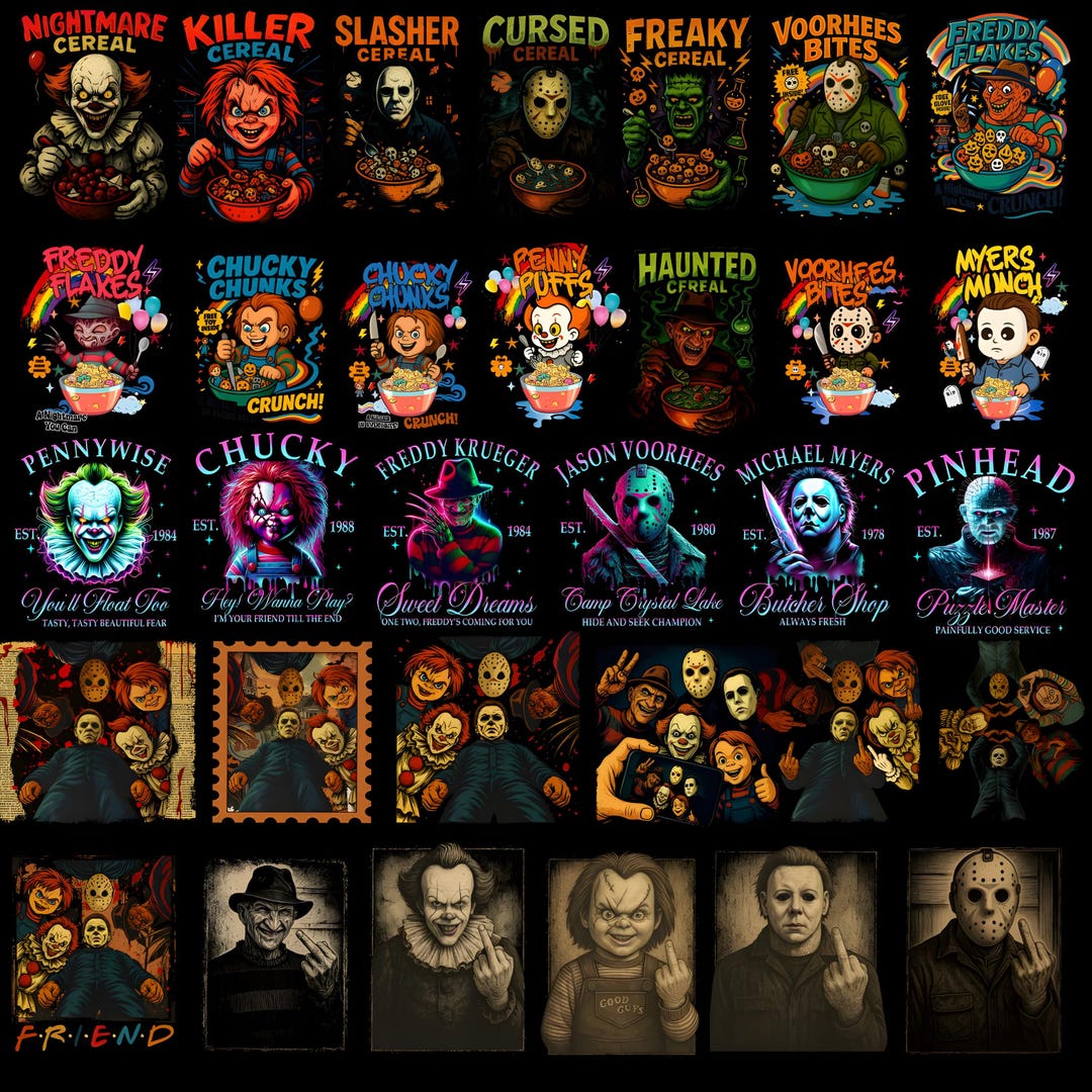 34 Halloween Horror Anime PNG Bundle | Scary Movie Character T-shirt ...