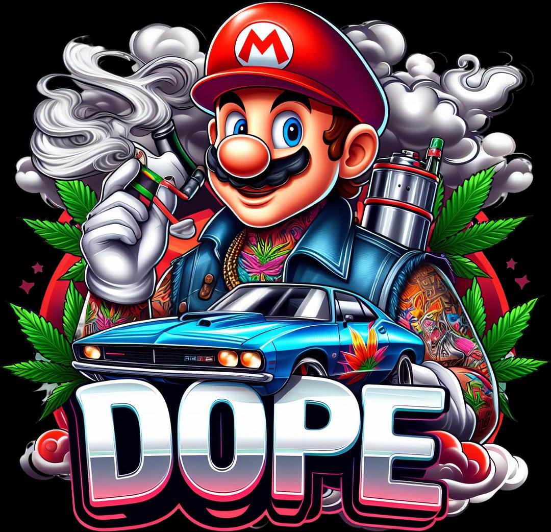 Mario Weed PNG File | Dope 420 Cartoon Character Design | Digital ...
