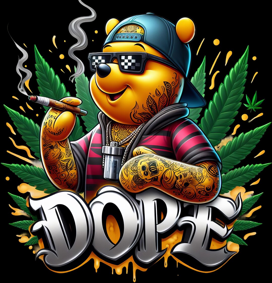 Dope Pooh PNG File | Weed Smoking Cartoon Design | 420 Streetwear T ...