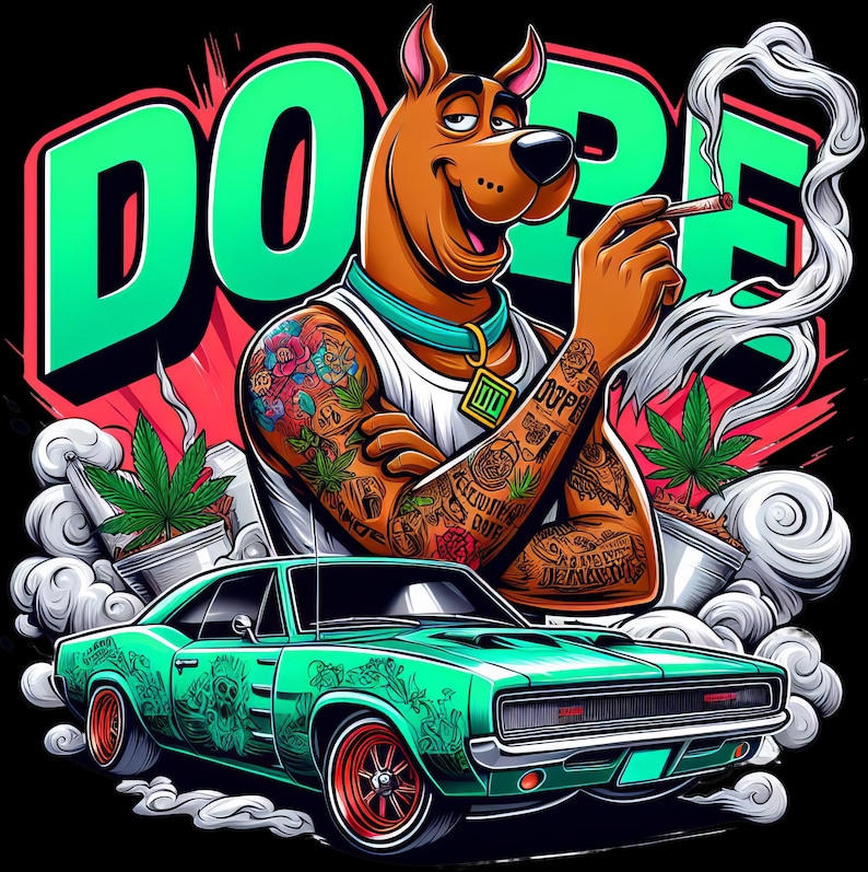 Dope Weed Dog PNG File Smoking Cartoon Design | 420 T-shirt Transfer ...