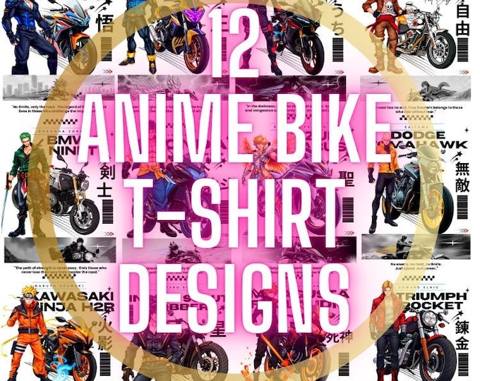 Anime Motorcycle T-shirt Designs: PNG Bundle for DTF & Sublimation ...