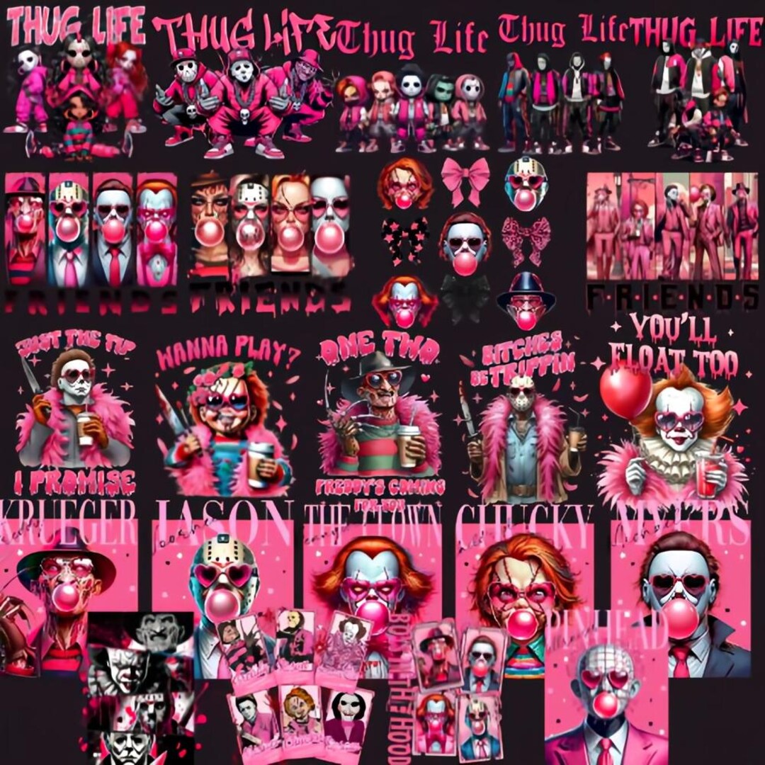 26 Pink Halloween Horror Anime PNG Bundle Pack + 26 Mockups | Cute ...