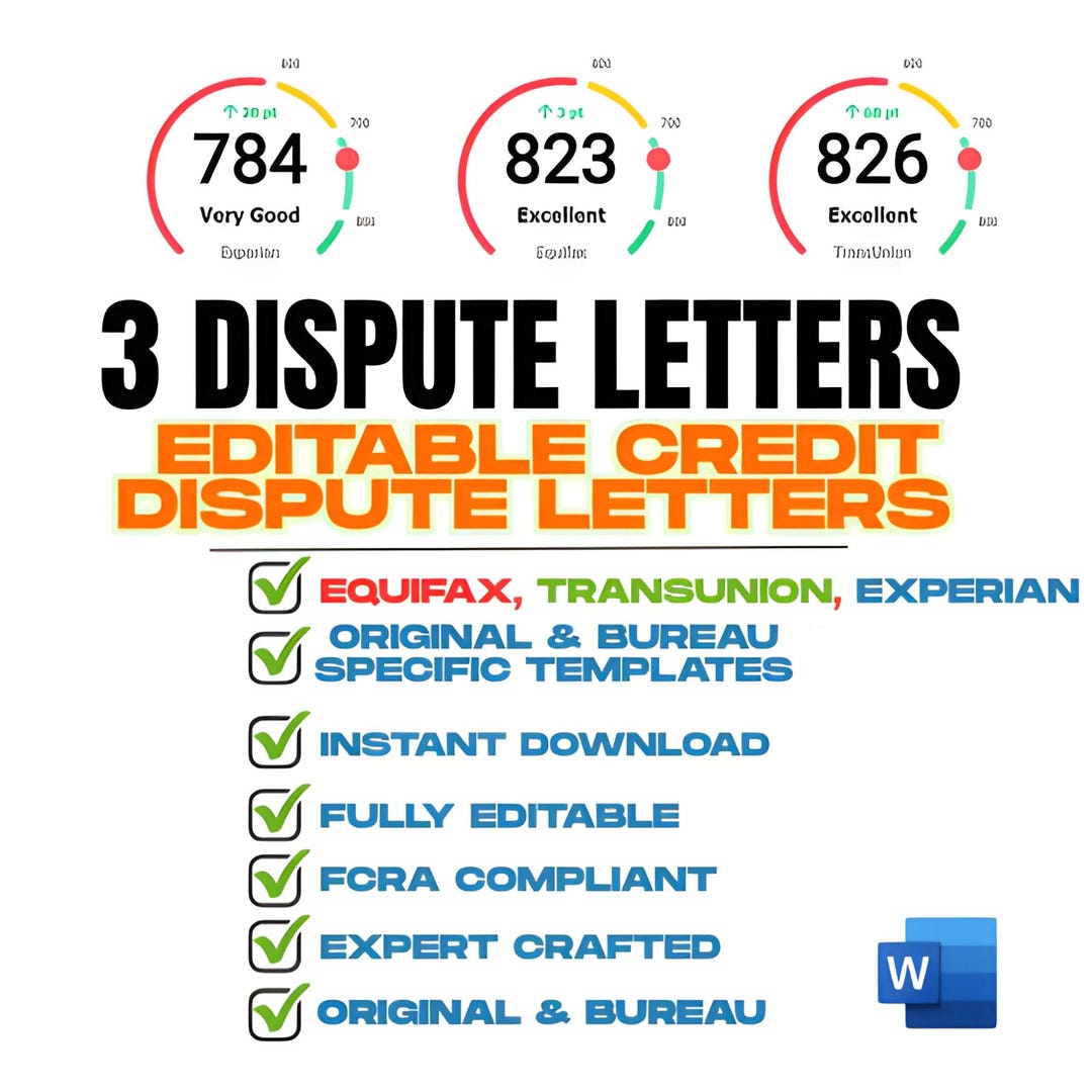 Editable Credit Dispute Letter Templates: Experian, Equifax, Transunion ...