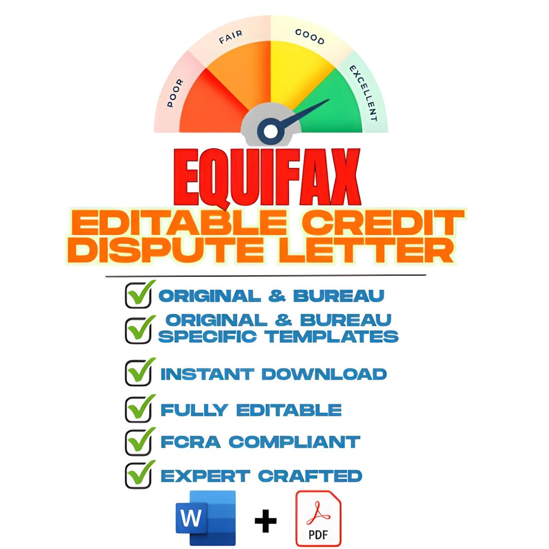 Equifax Credit Dispute Letter Bundle (PDF + Word) DIY Credit Repair ...