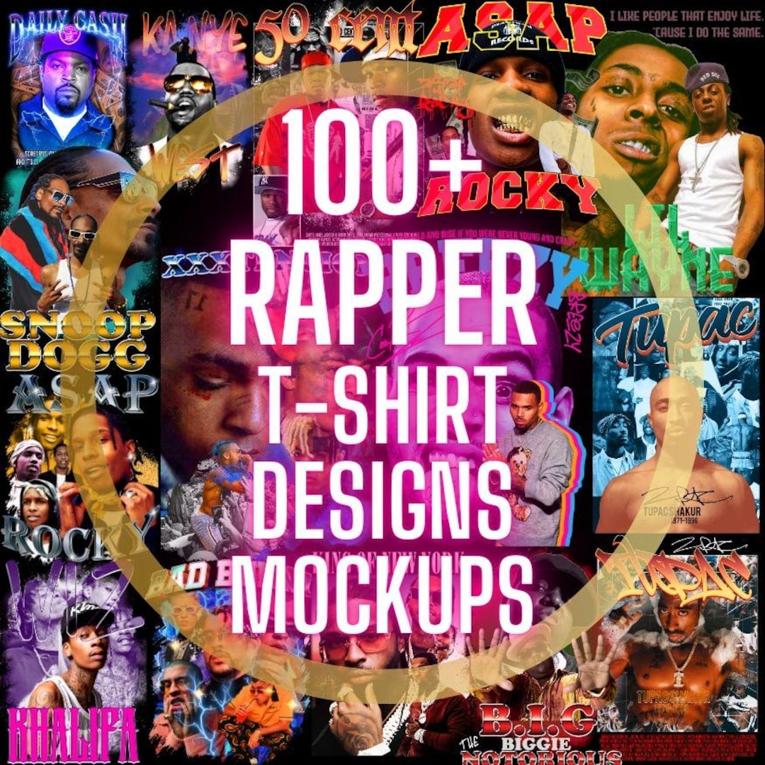 Rapper T-shirt Designs: 100+ Hip Hop PNG Files (commercial Use, Digital ...