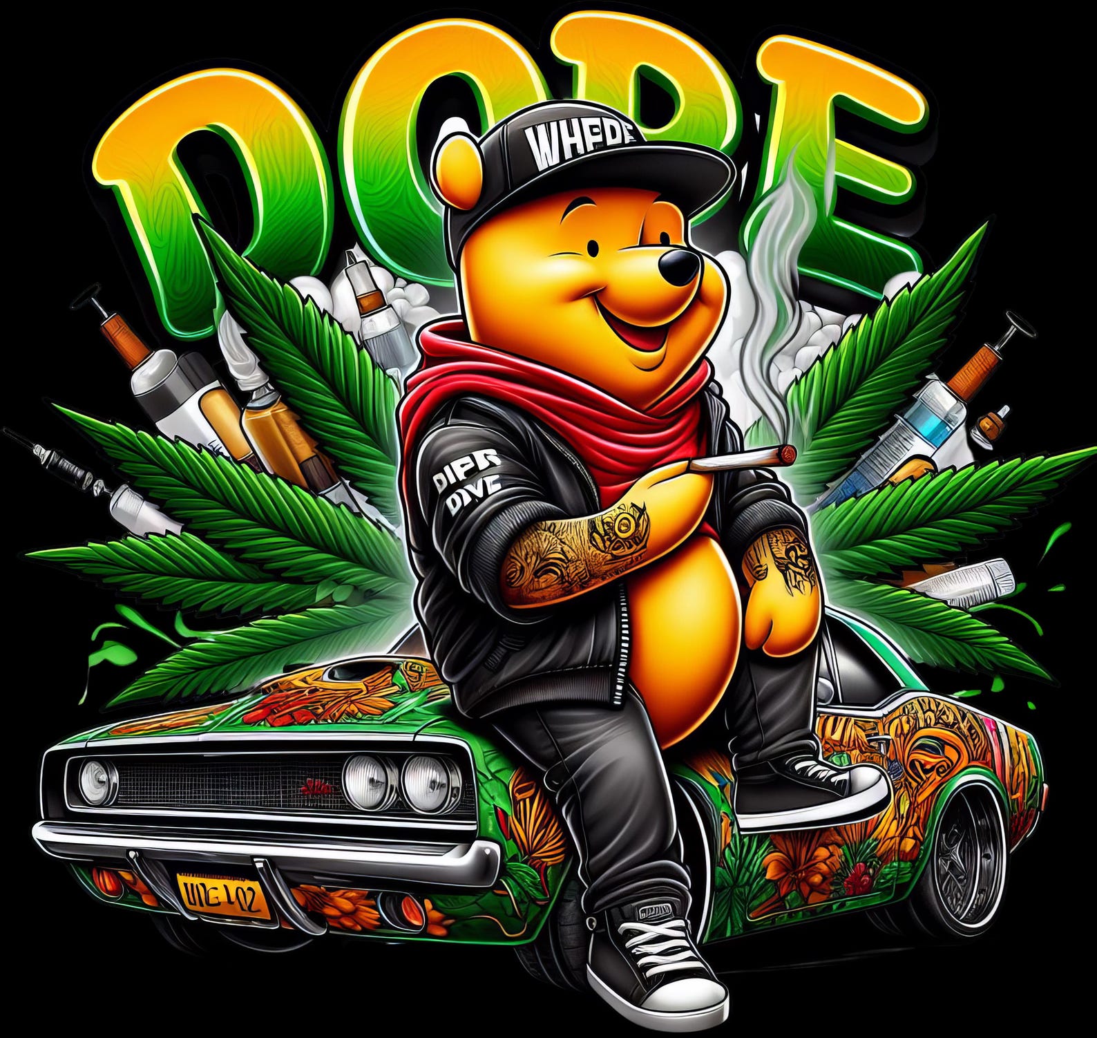 Pooh High PNG File | 420 Weed Smoking Cartoon Design | Dope Streetwear ...